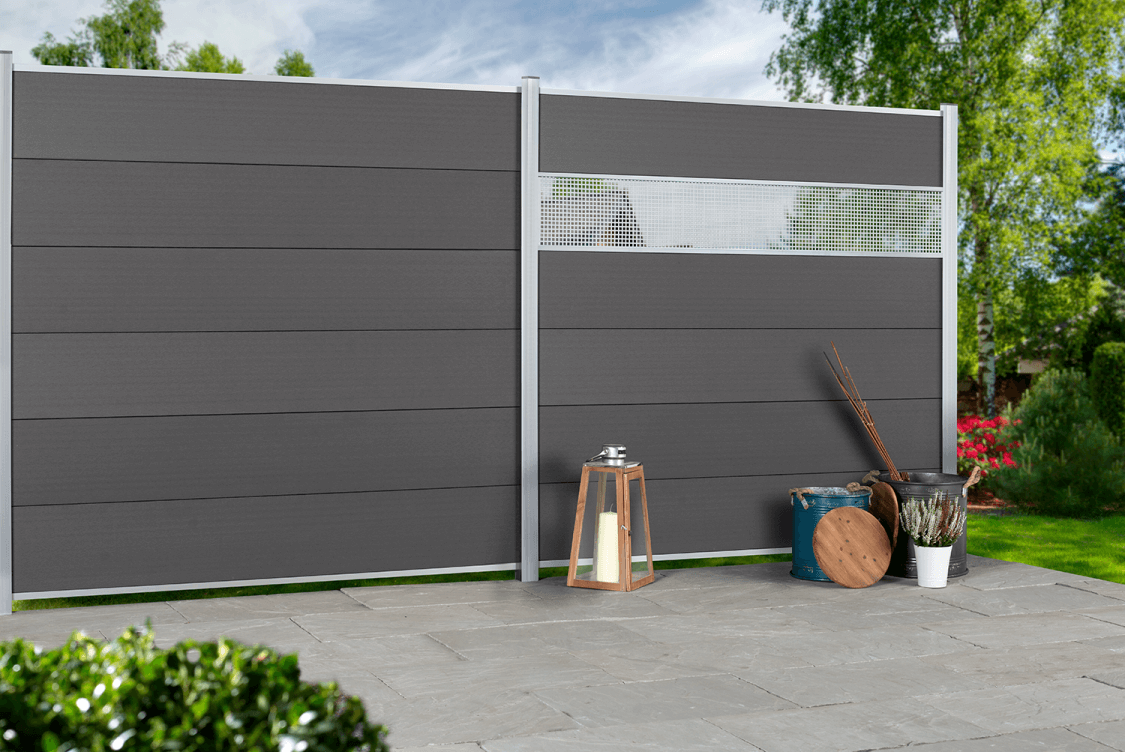 Turino WPC-Steckzaun steingrau - Turino Steckzaunsystem - Luhmann ...